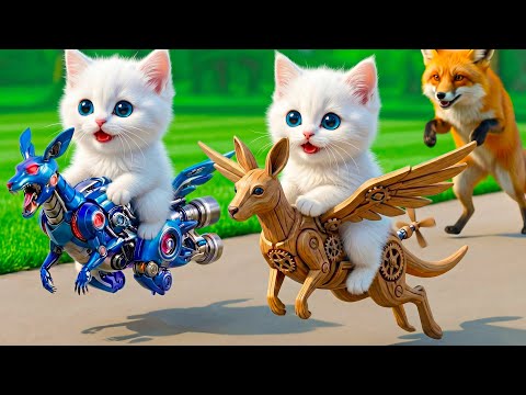 Mama Cat and Kitten Protect The Farm vs Bad Fox | Cats Videos AI Heartwarming Story