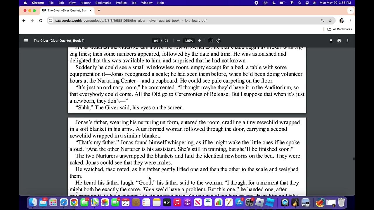 The Giver Chapter 19 - YouTube