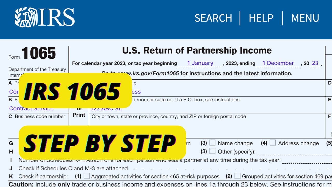 IRS Form 1065 Walkthrough | IRS Tax Form 1065 Step By Step Explained | Partnership Tax Return ...
