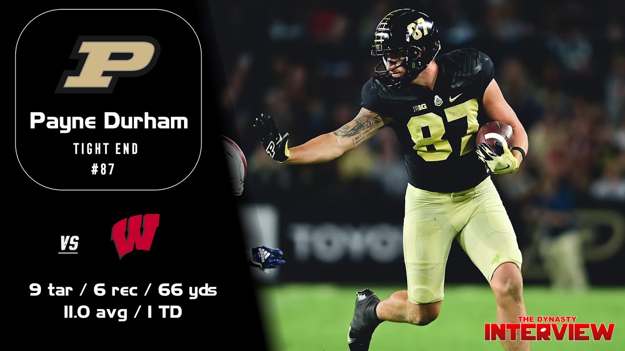 Payne Durham - Purdue TE #87 vs Wisconsin (2022) - YouTube