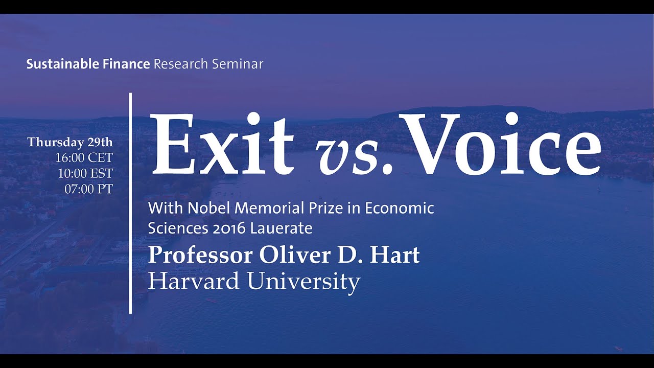 Prof. Oliver D. Hart (Harvard University): Exit vs Voice - YouTube