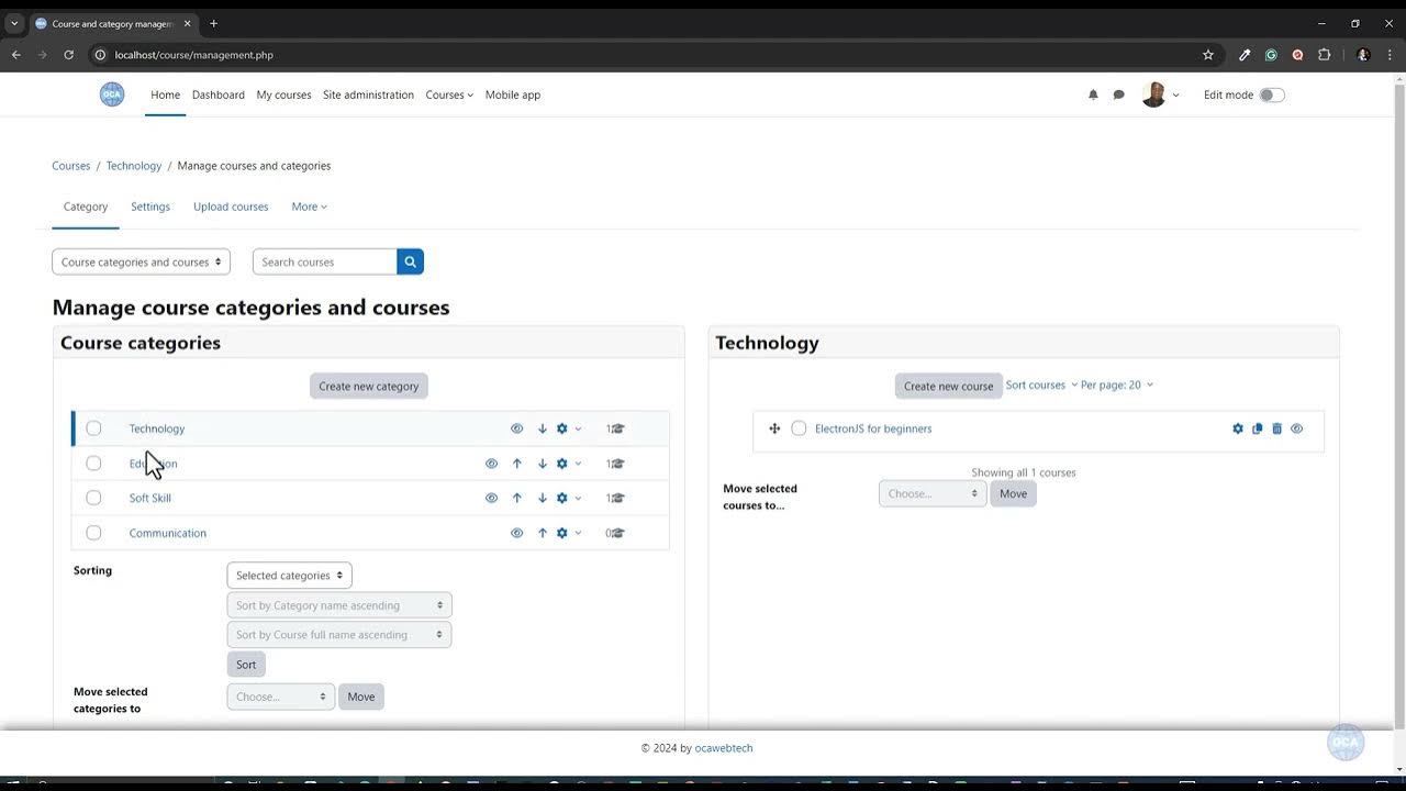 Moodle Course Creation Part 1 | How to create course category - YouTube