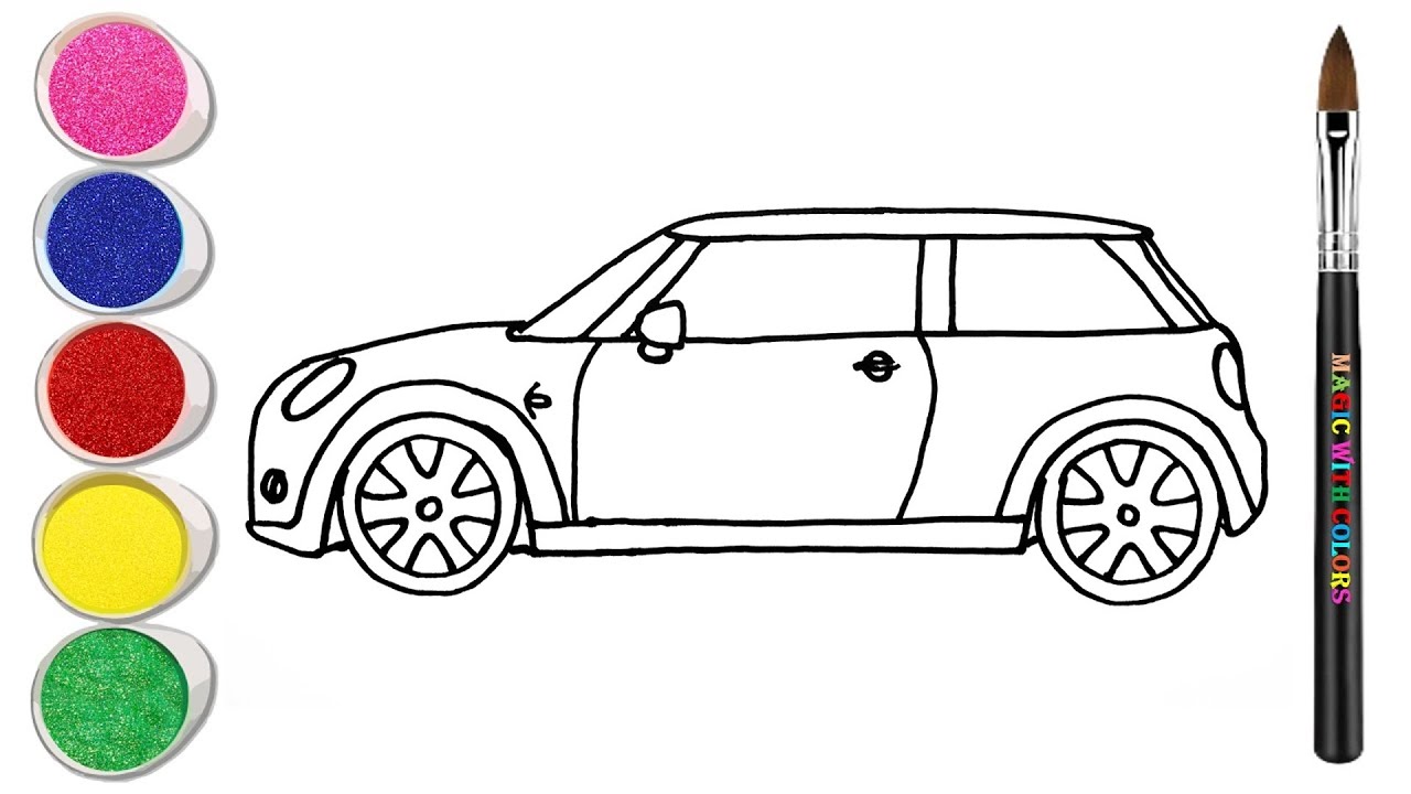 How to Draw Mini Cooper Sports Car For Kids & Toddlers, Sports CAr ...