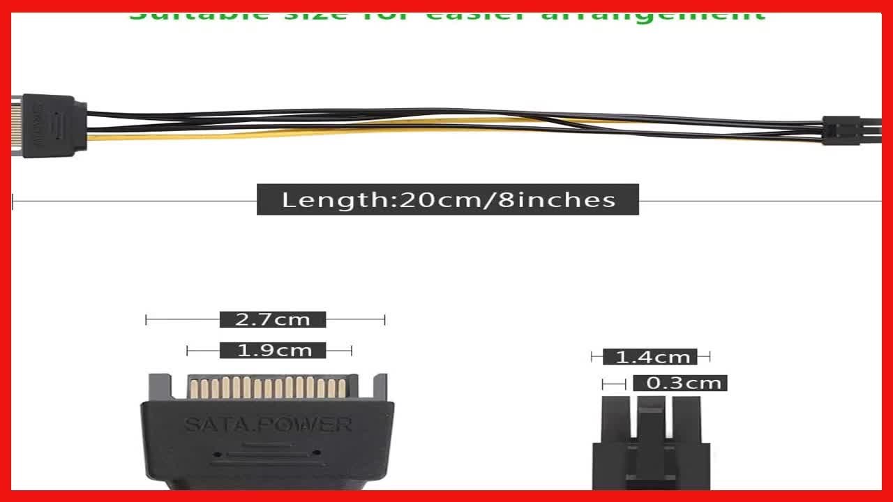 UGREEN Sata Power Cable Sata15 Pin to 6 Pin PCI Express Graphics Video Card Power Cable Adapter ...