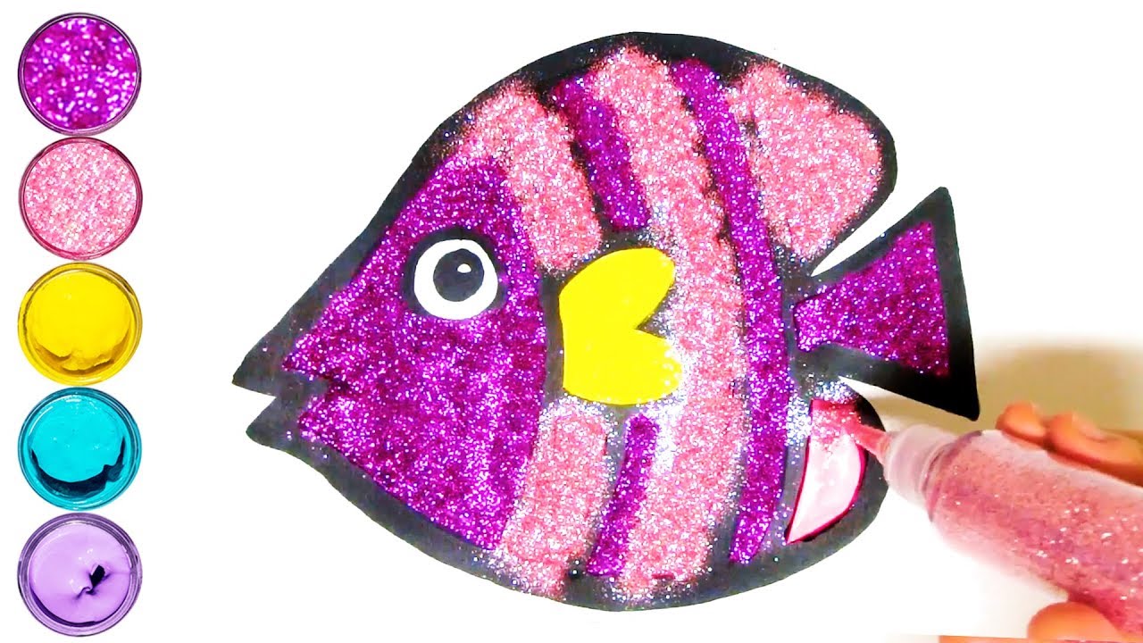glitter fish coloring and drawing for Kids, Toddlers | jelly blah art ...