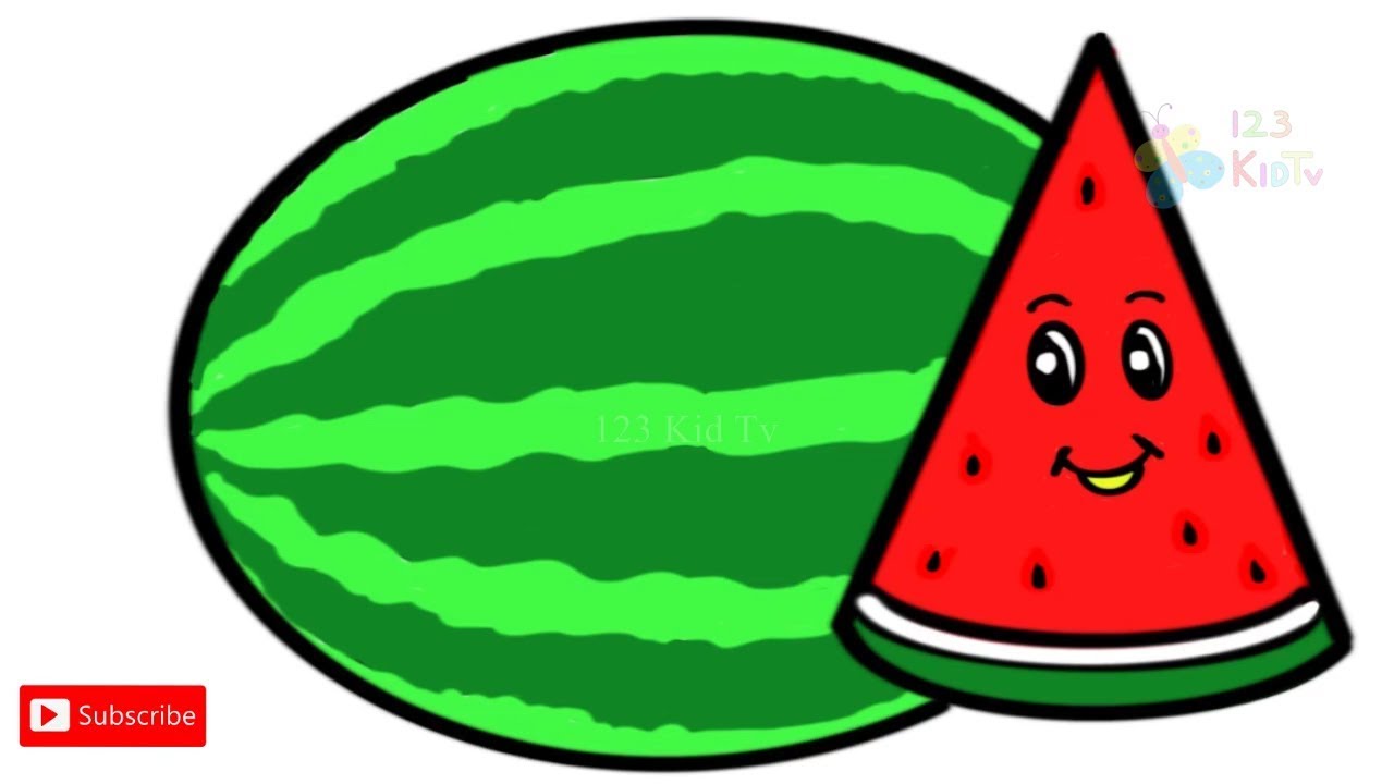 Draw and color watermelon for kids/ Learn colors for toddlers - YouTube