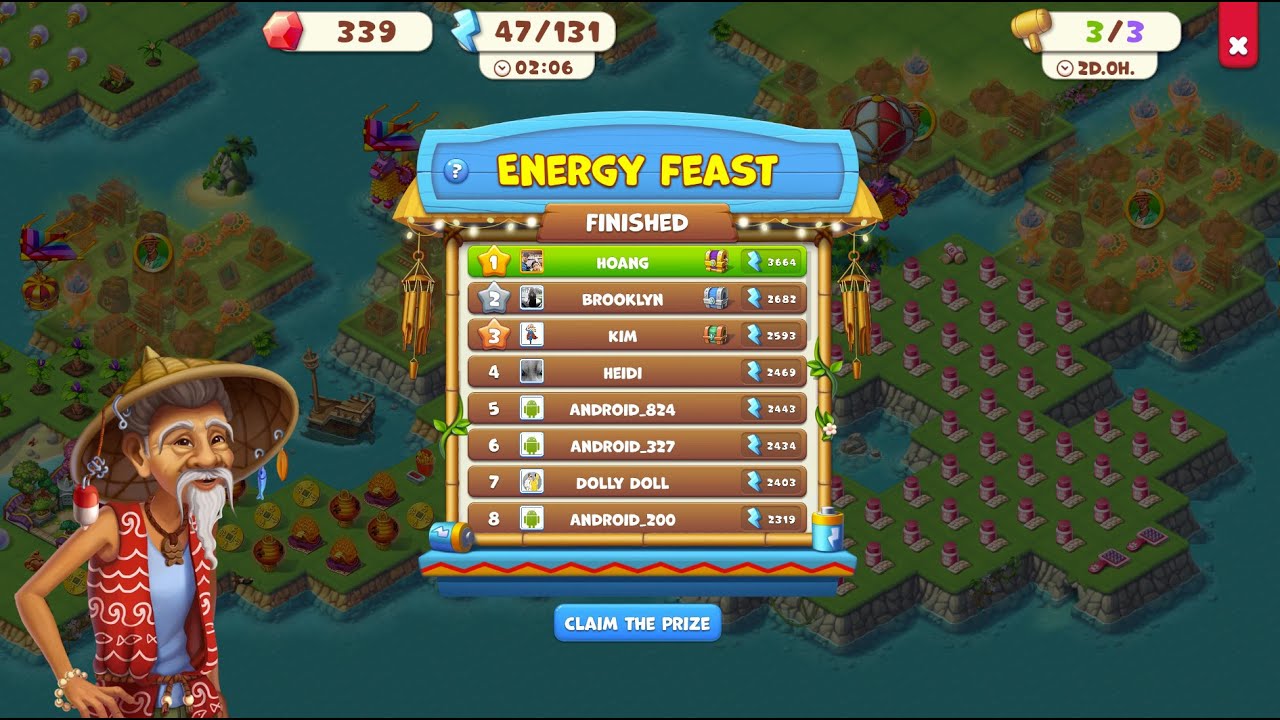 (Game Tropical Merge) Win the Energy Feast, preparing to complete ...