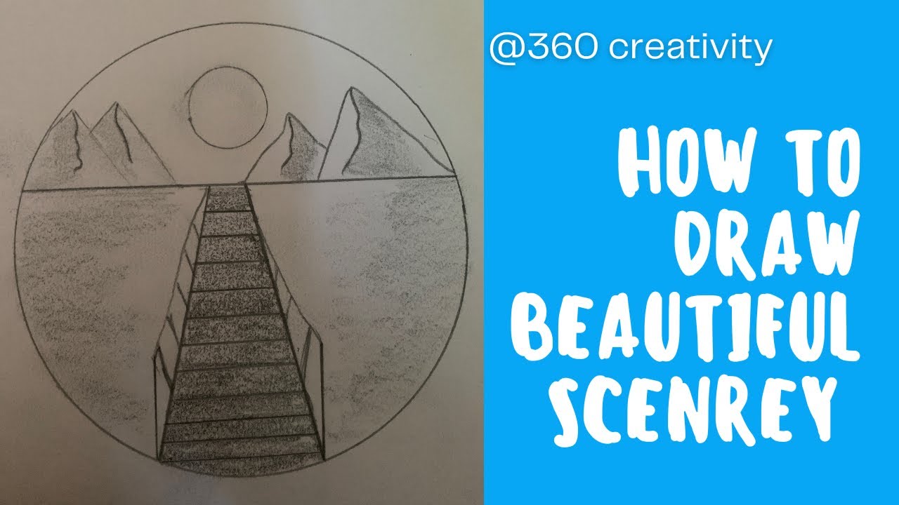 How to draw beautiful scenery step by step @creativity3609 - YouTube