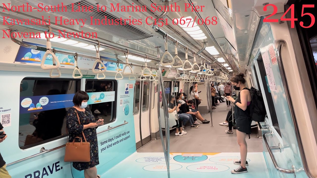 SMRT (NSL) Ride on C151 set 067/068 from Novena NS20 to Newton NS21 ...