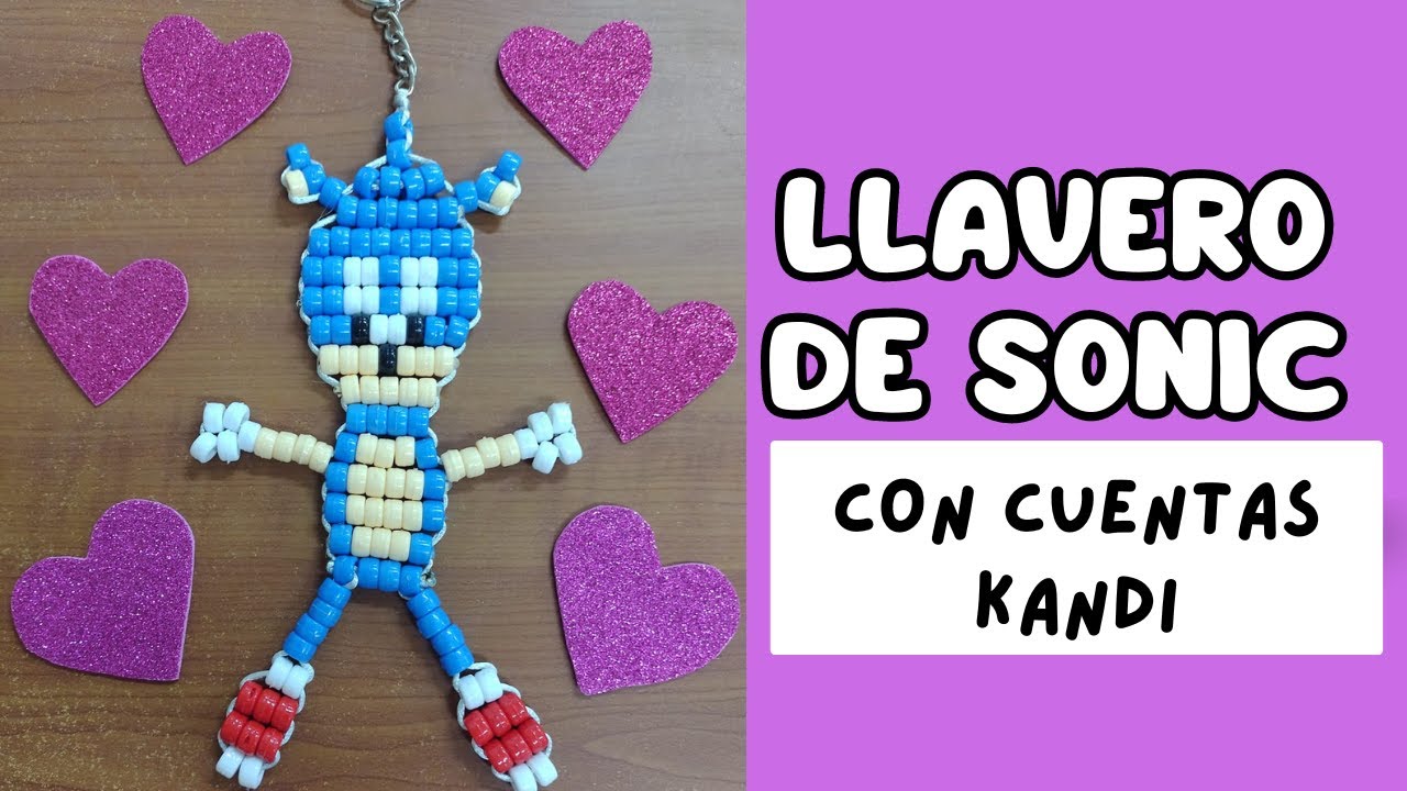 Tutorial de Llavero de Sonic con Chaquiras o Cuentas Kandi!♡ Sonic The Hedgehog kandi beads ...