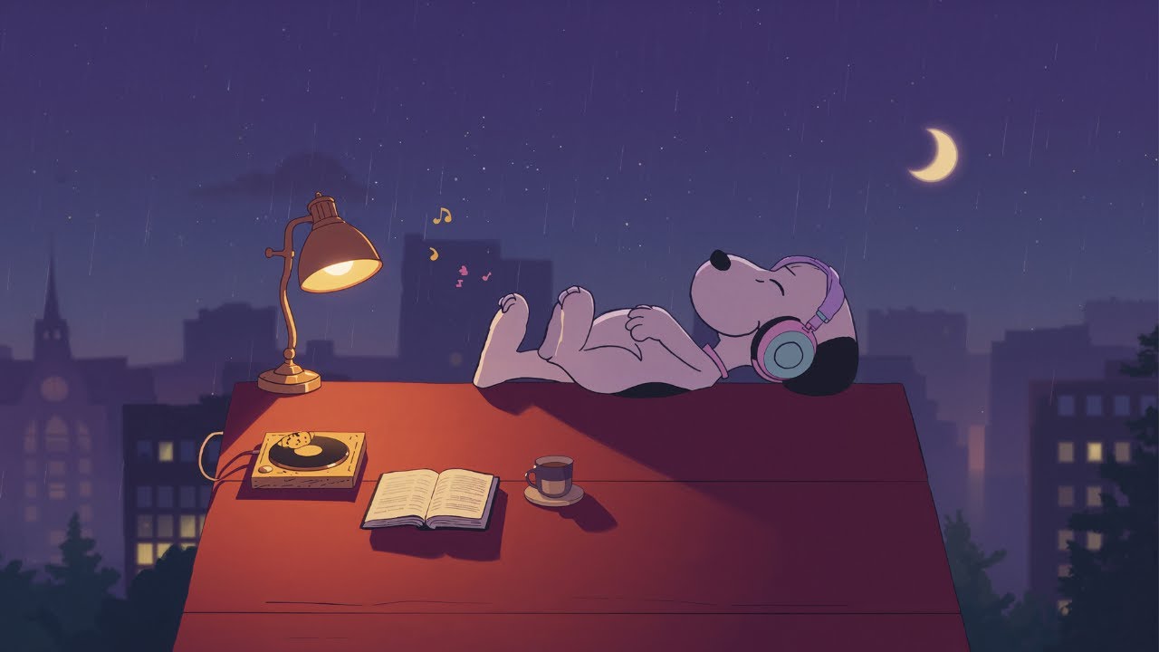 snoopy lofi beats calm piano for studying/relaxing/sleeping [animated ...