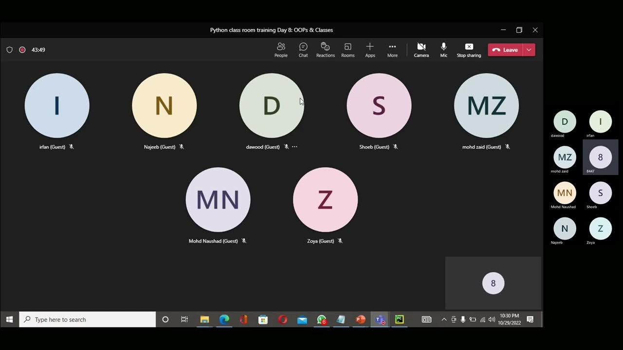 Python Class Room Training Day 9 Oops And Classes 20221029 222202 Meeting Recording Youtube