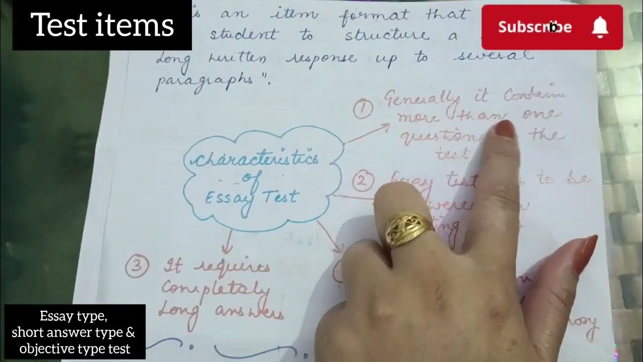 Essay type/Short answer type/objective type test - TEST ITEMS📖 #kvs # ...