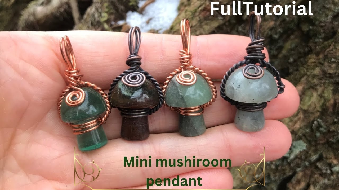 Mini mushroom wire wrapping tutorial with swirls - YouTube