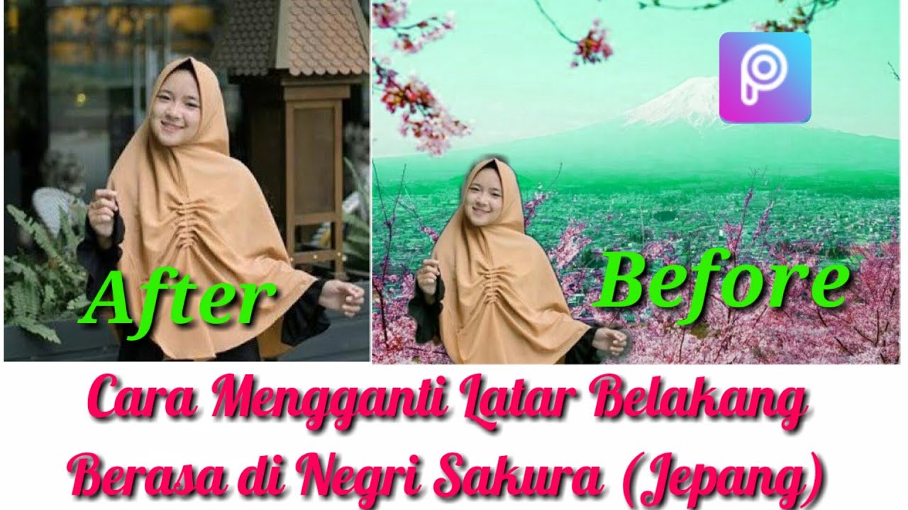 Cara Mengganti latar belakang foto menjadi bunga sakura | Editing ...