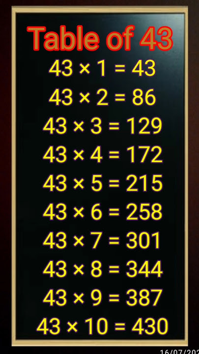 Table of 43 || Multiplication Tablel of 43 || Table in English || 43 का ...