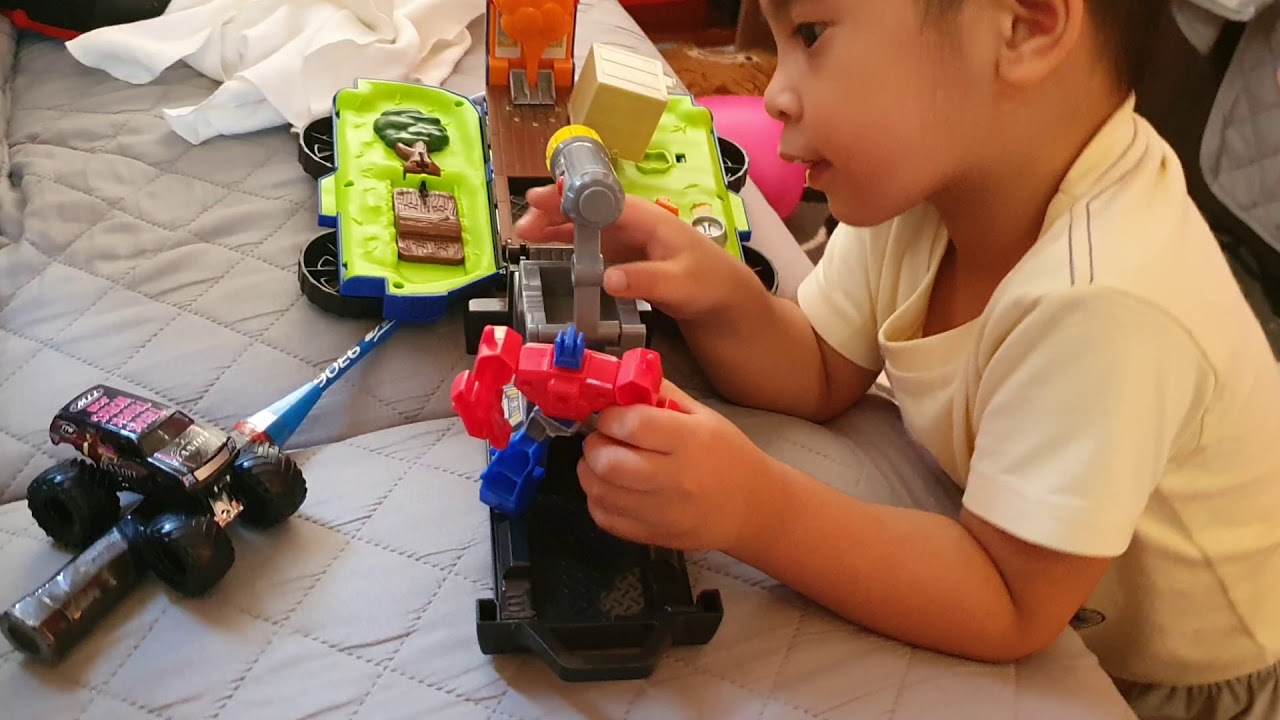 monster jam with paw patrol and optimus prime - YouTube