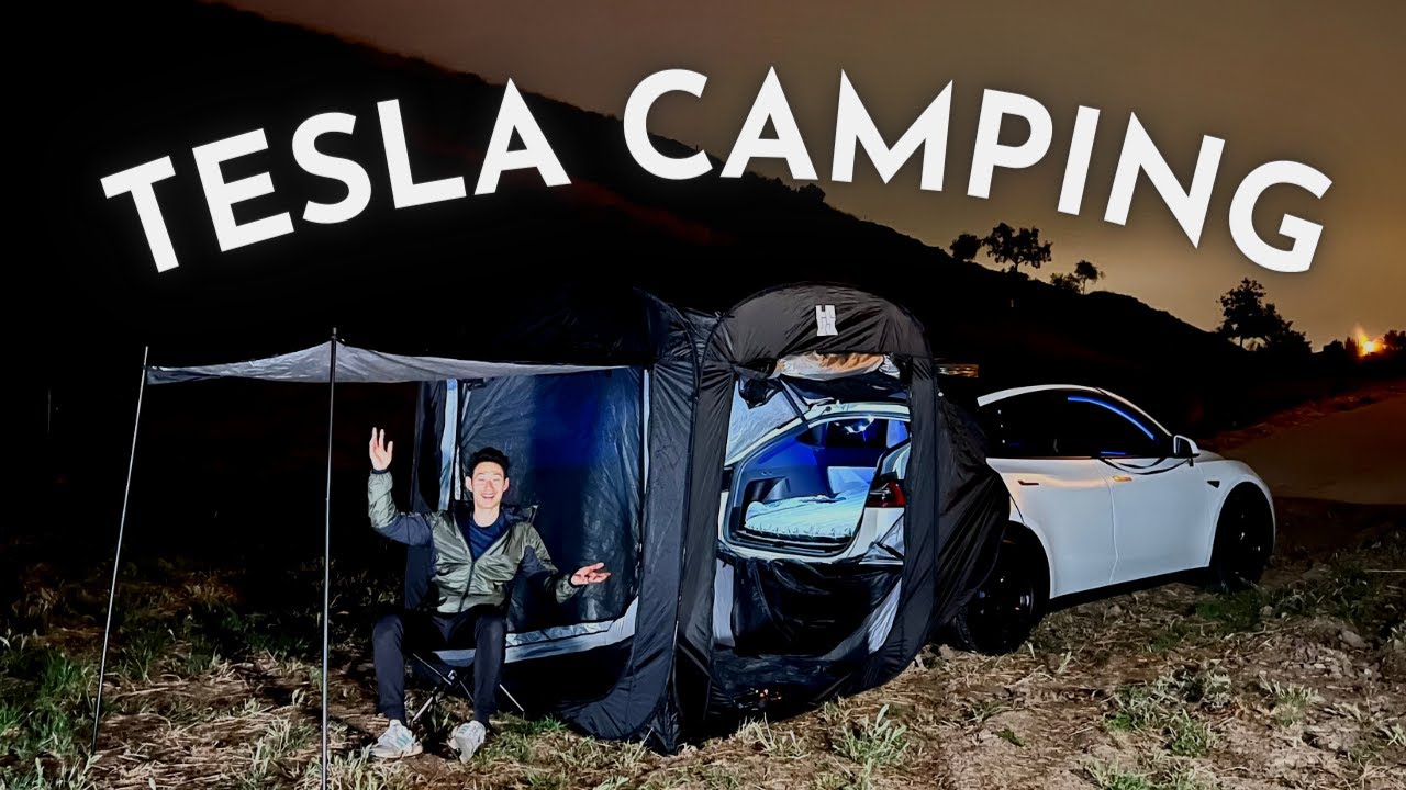 CAMPING in Your TESLA Model Y (Tesloid Model Y Tent & Mattress) - YouTube