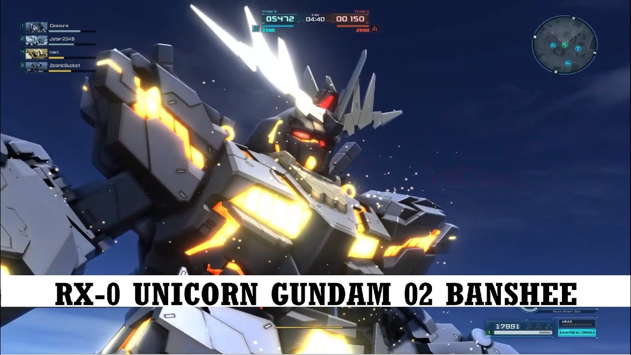 RX-0 Unicorn Gundam 02 Banshee in Mobile suit Gundam battle operation 2 ...