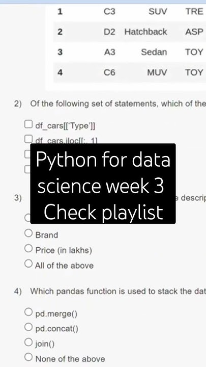 python for data science week 3 || all answers available in the video #nptel # ...