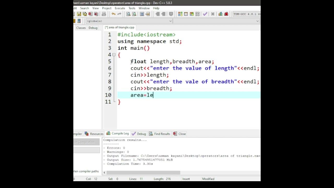 Learn How to Calculate Rectangle Area in C++|C++ Programming - YouTube
