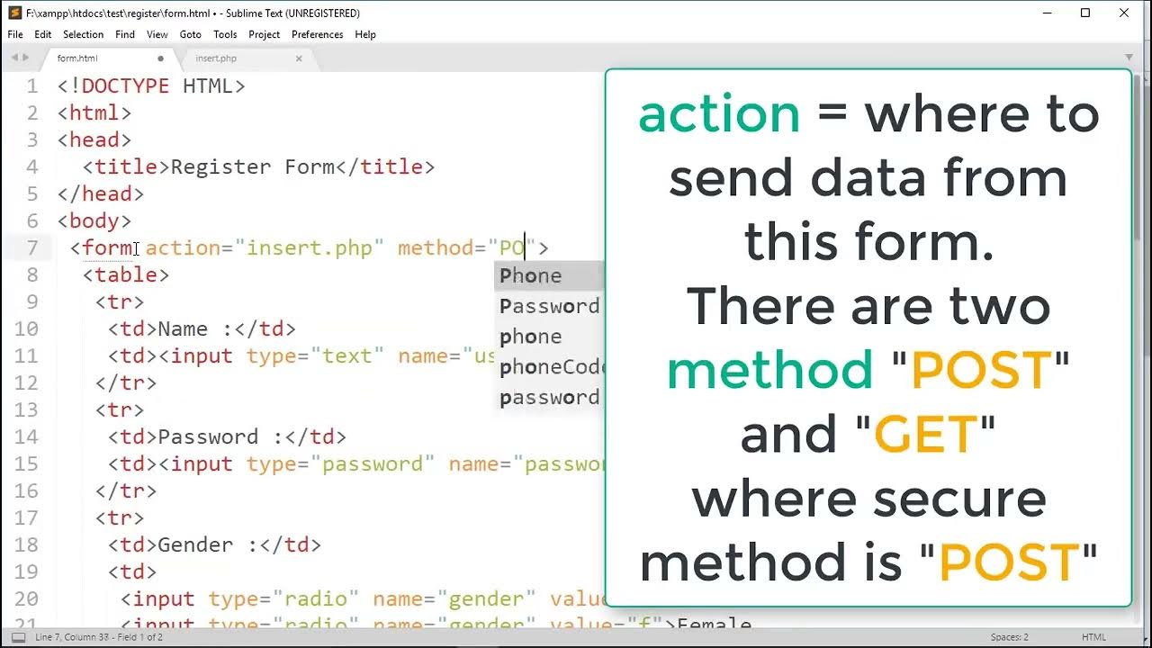 Store HTML Form Data to MySQL Database720p - YouTube