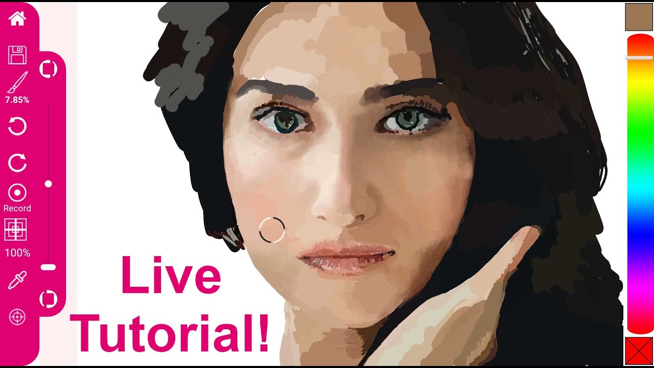 A step by step tutorial on drawing a woman's portrait on the phone! #livestream - YouTube