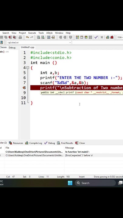 Today I learned how to input number values from the user and Subtraction the two input #trending ...