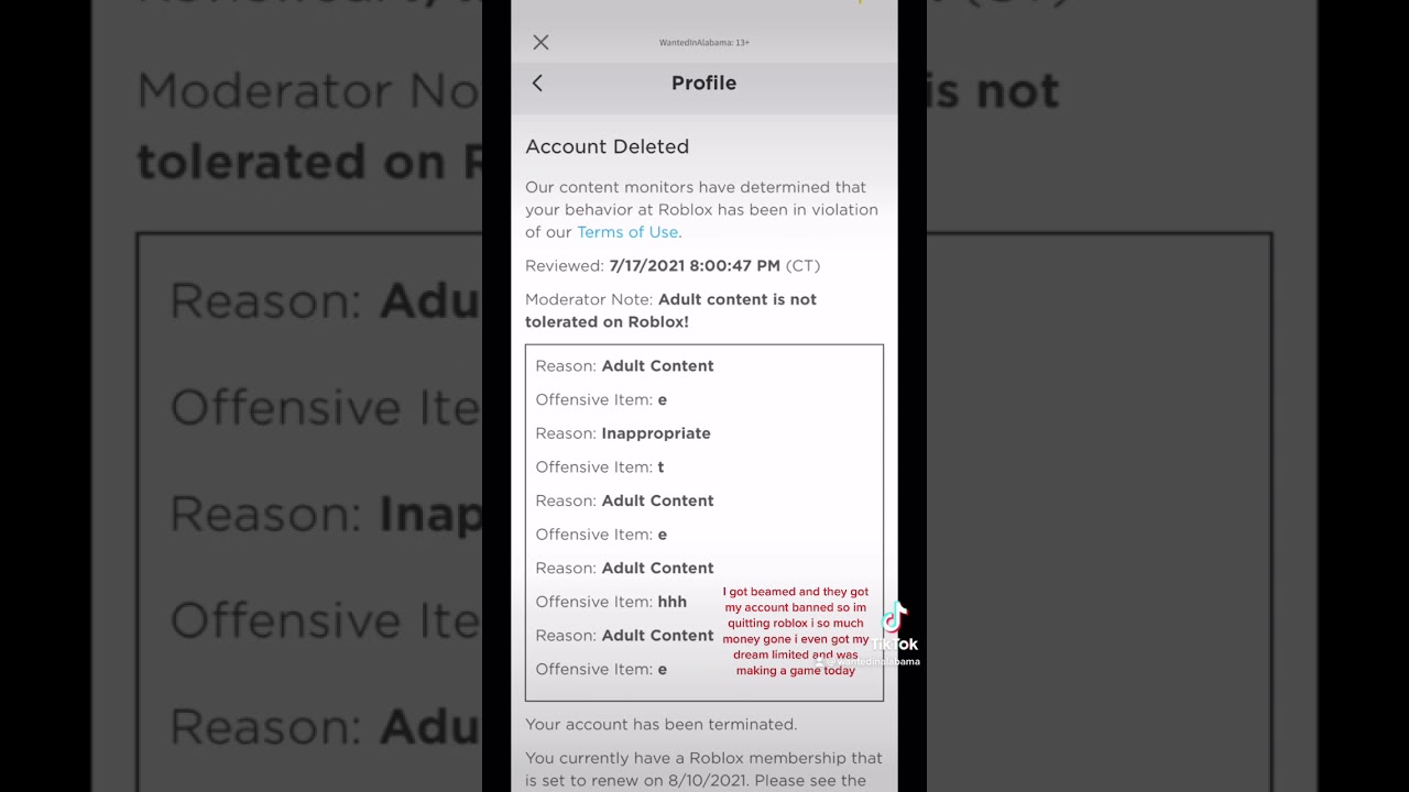 My account got beamed and terminated roblox - YouTube