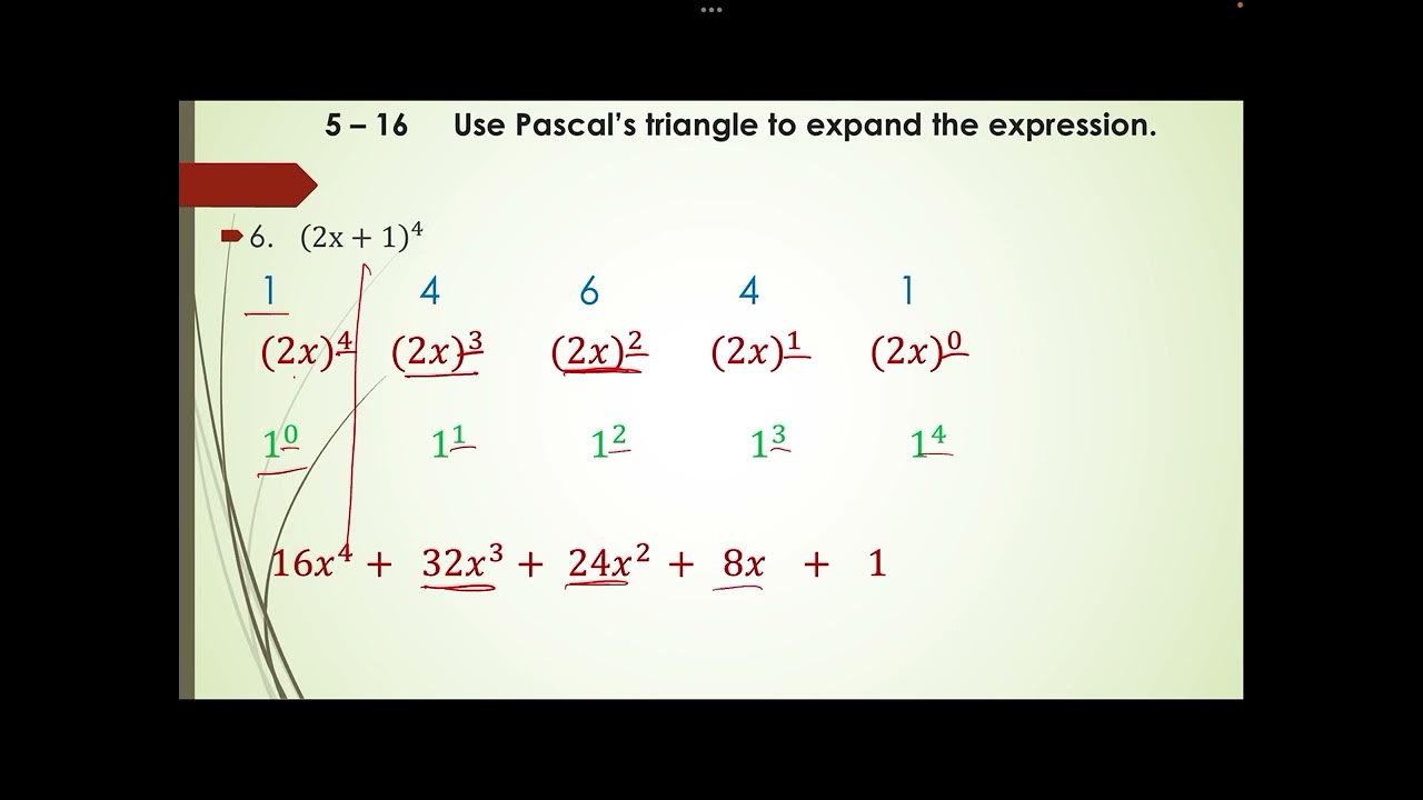 1050 Section 9 6 Expanding with Pascal's triangle - YouTube