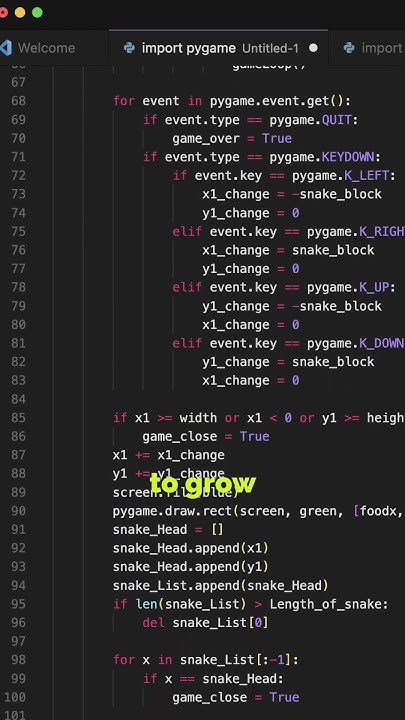 How To Create Snake Game In Python | #python - Youtube
