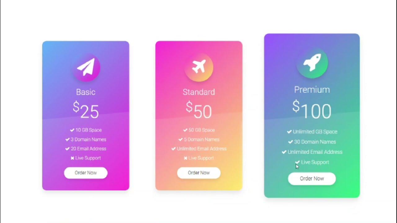 Animated Pricing Card UI Design using only HTML & CSS - YouTube