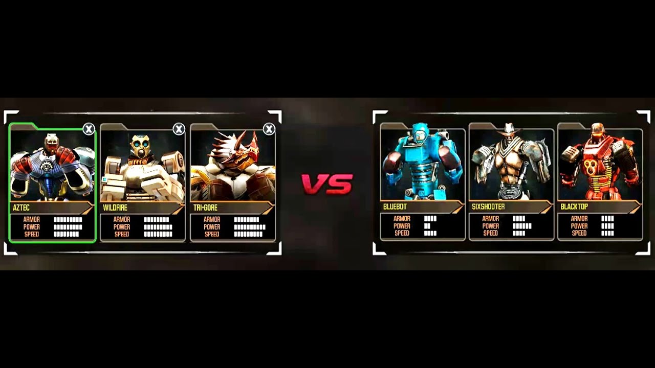 REAL STEEL Aztec & WILDFIRE & Tri Gore VS Six Shooter & Blacktop ...