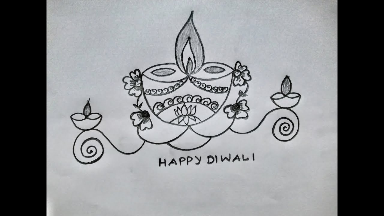 Diwali Diya Drawing | How to draw diya easy | Simple and Very Easy Diya ...