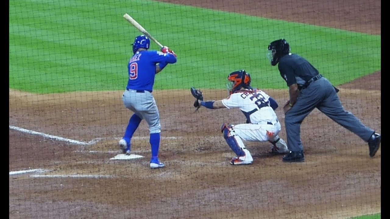 Javier Baez at bat (base hit) and on base...Cubs vs. Astros...5/29/19 ...