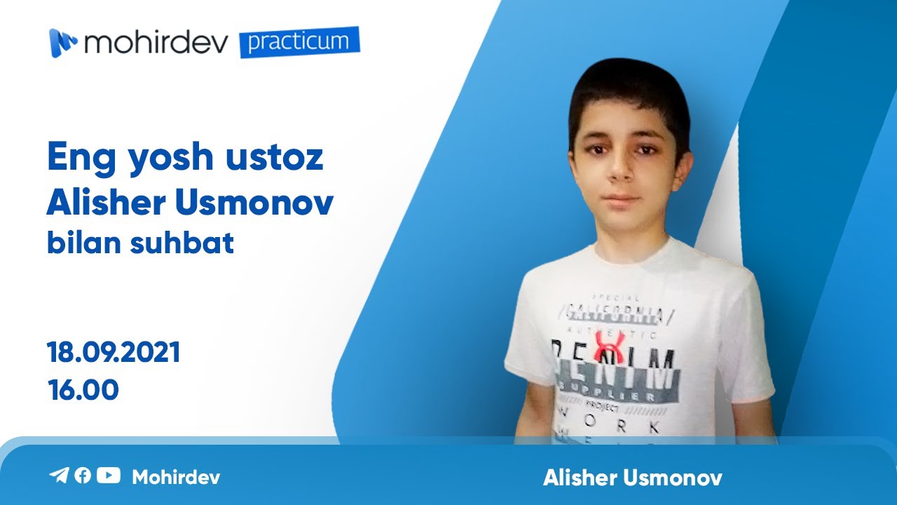 Eng yosh ustoz Alisher Usmonov bilan dildan suhbat - YouTube