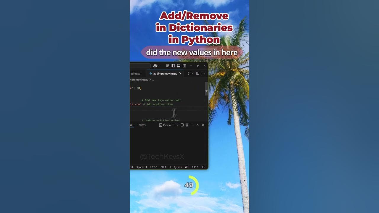 Add & remove items in Dictionaries in Python #python #coding #programminglanguages #pythoncoding ...