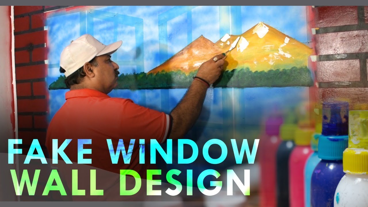 Fake window wall painting/wall design/beautyfull painting on wall ...