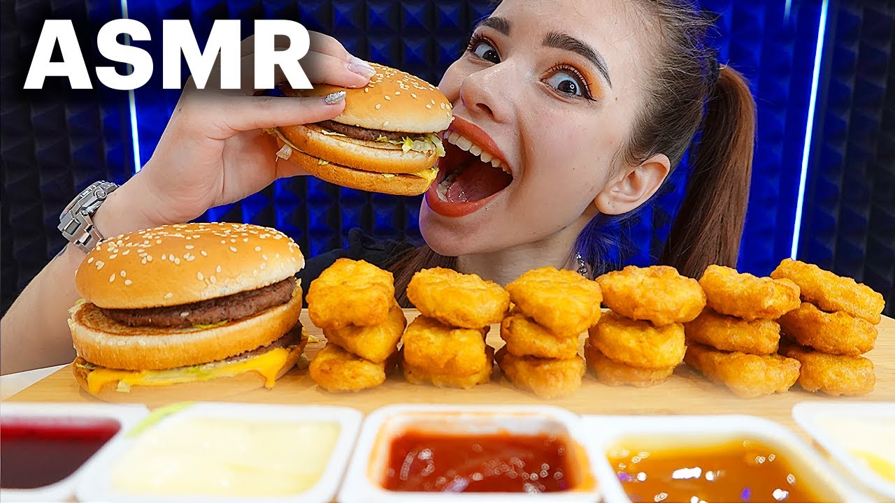ASMR CHEESEBURGER & CHICKEN NUGGETS MUKBANG (No Talking) EATING SOUNDS ...