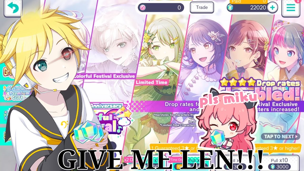 370 PULLS JUST FOR LEN?!!!! | Pulling the 2.5 colorfes gacha except I ...