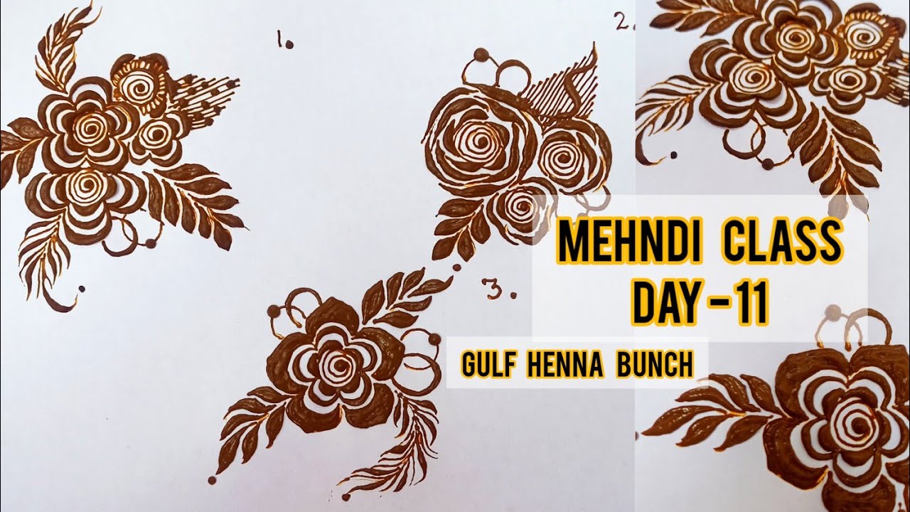 Mehndi class -11 | Gulf henna bunches | Mehndi course | Mehndi | Floral ...