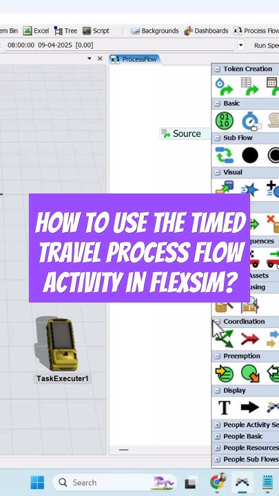 How to use the New Timed Travel Process Flow Activity in Flexsim - YouTube