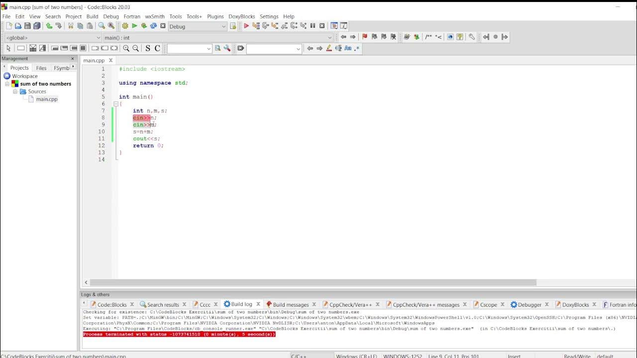How to find the sum of two numbers in CodeBlocks | CodeBlocks Tutorial (C++) - YouTube