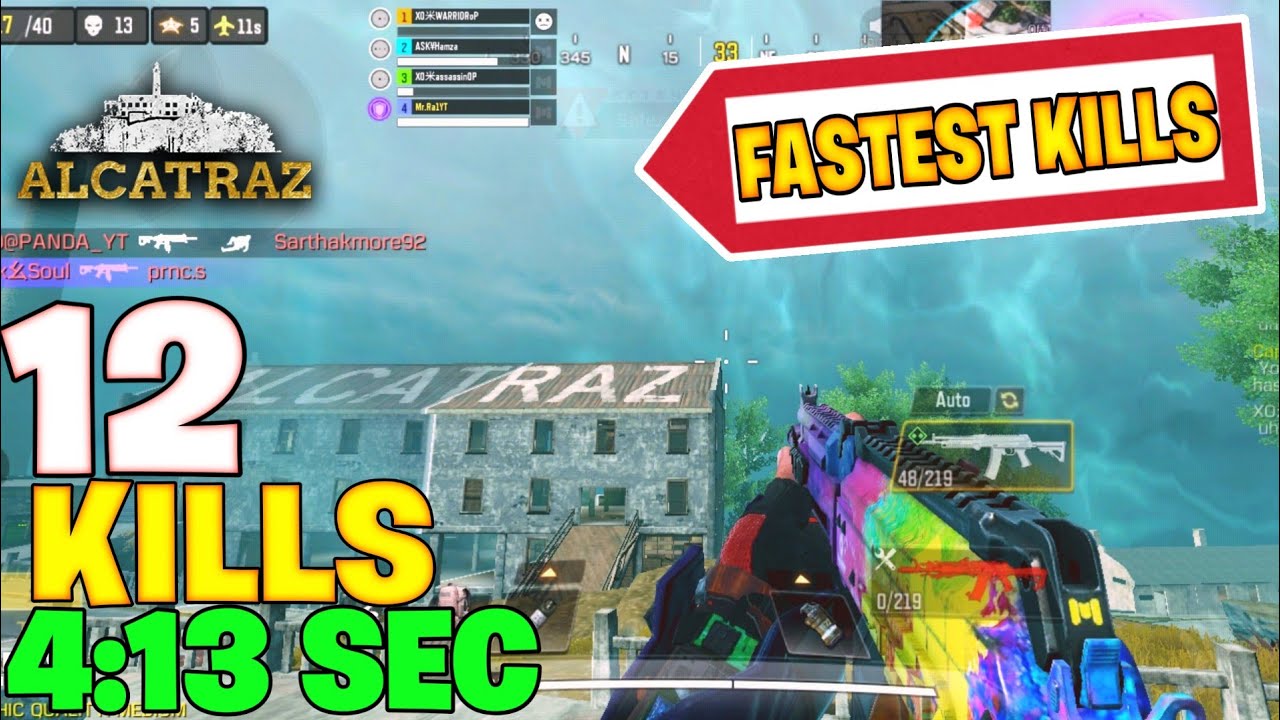 My Fastest Kill Record In Alcatraz Cod Mobile | 12 Kill In 4:13 Sec New ...