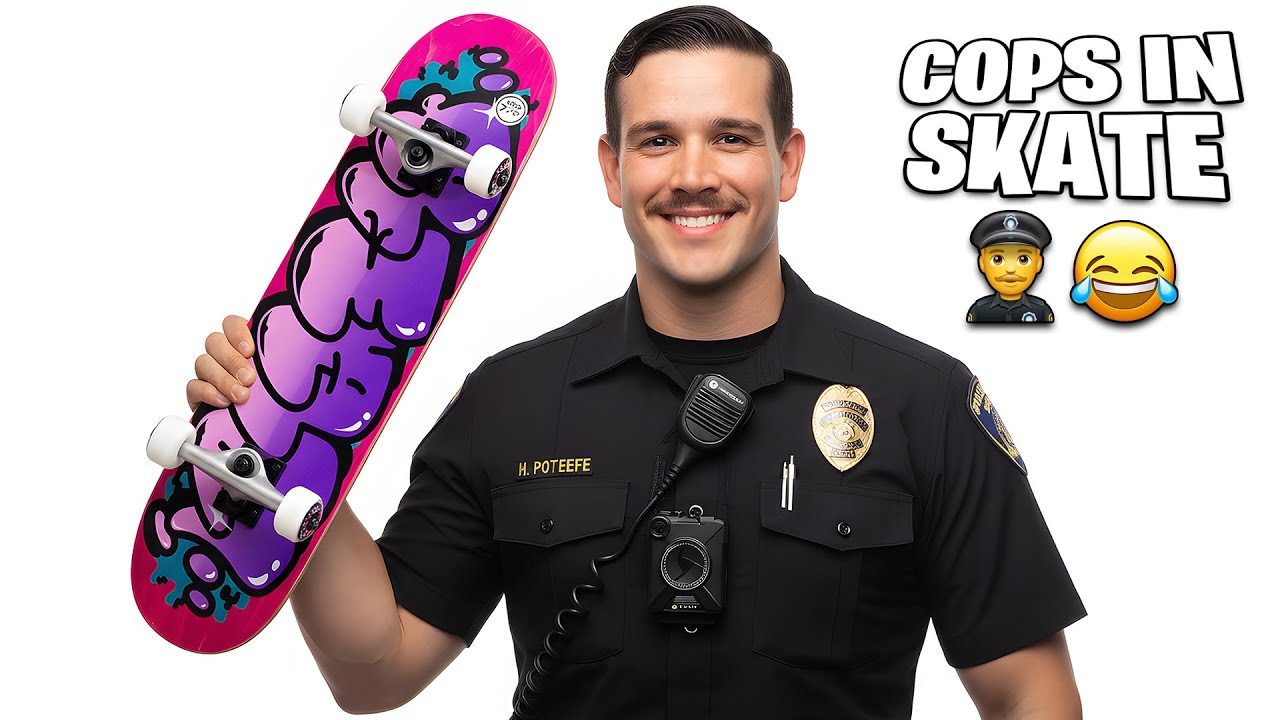 Cops in Skate 😂 Police officers trying to do skateboard tricks - YouTube