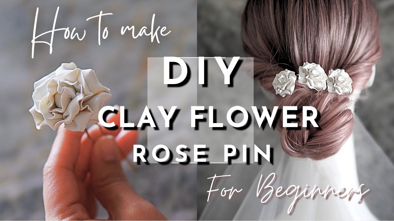 【DIY】Oven Bake Polymer Clay Mini ROSE Flower Hair pin – Easy Bridal ...