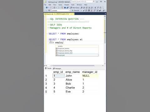 Data Analyst SQL Interview Question |Self-Joins Explained #dataanalysis #sql #sqlinterview - YouTube