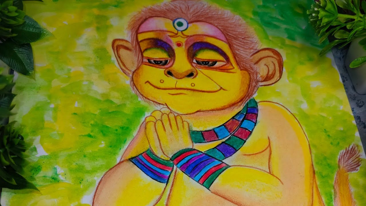 Cute little hanuman drawing||🛕🌺Hanuman Ji drawing easy - YouTube