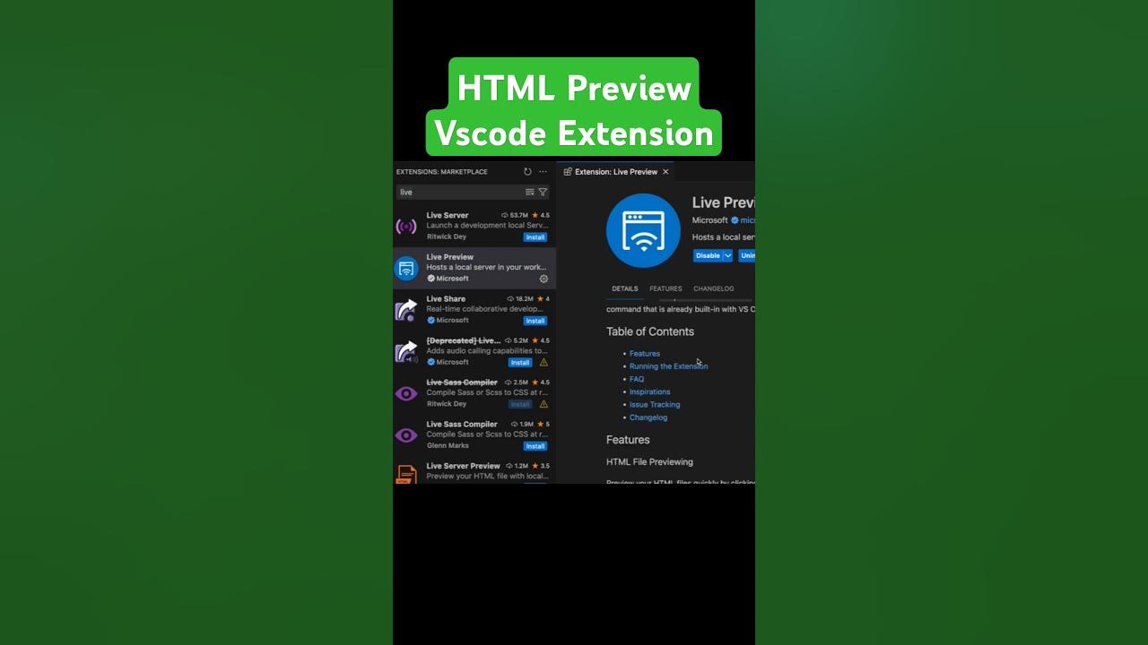 HTML Preview Vscode Extension #html #html5 #vscodeextensions - YouTube