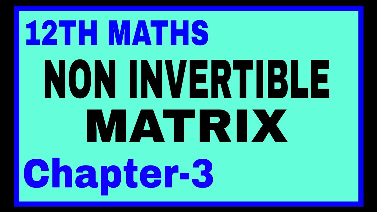 NON INVERTIBLE MATRIX WHAT IS NON INVERTIBLE MATRIX YouTube